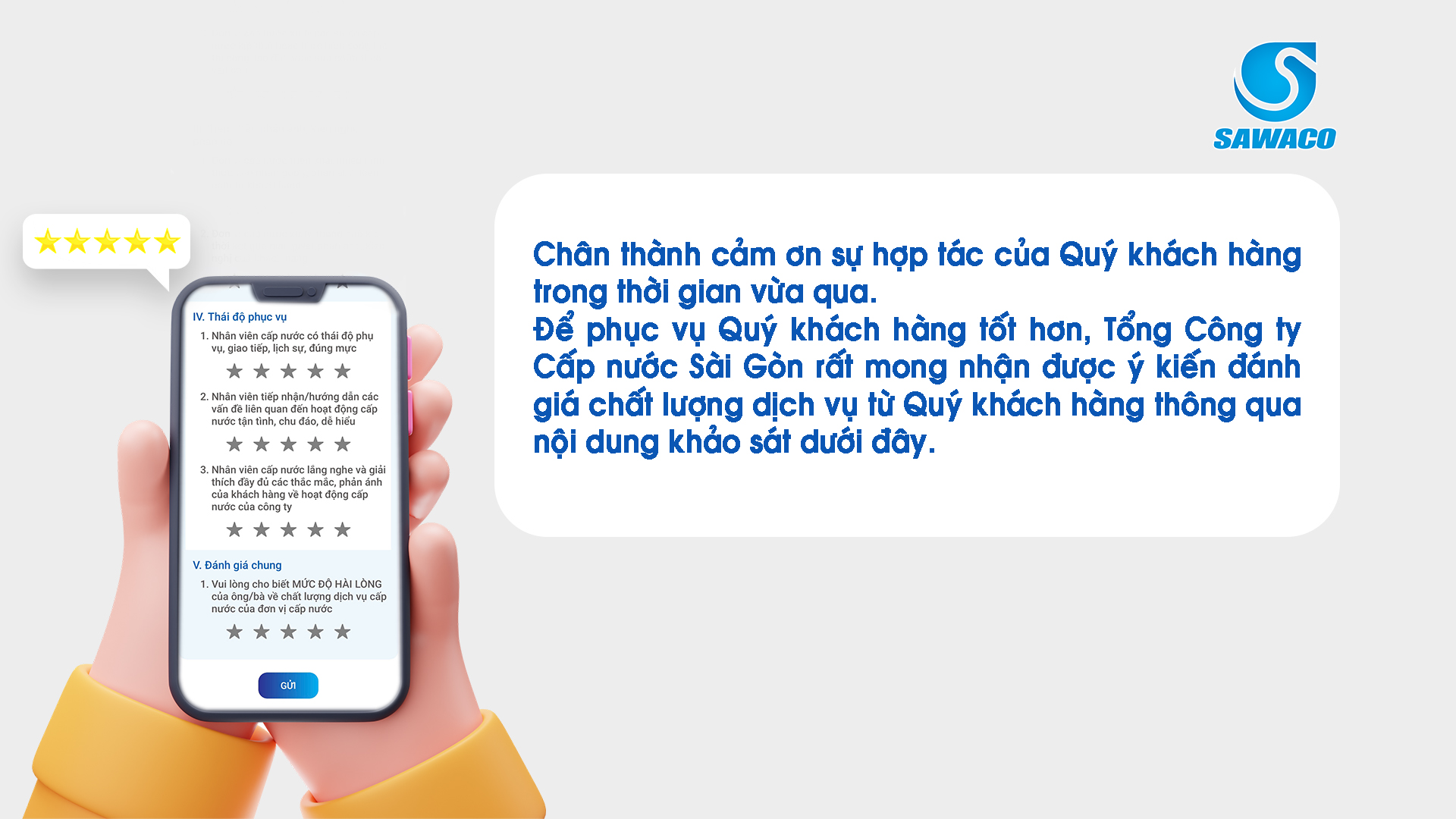 SAWACO triển khai khảo sát sự hài lòng của khách hàng đối với dịch vụ ...